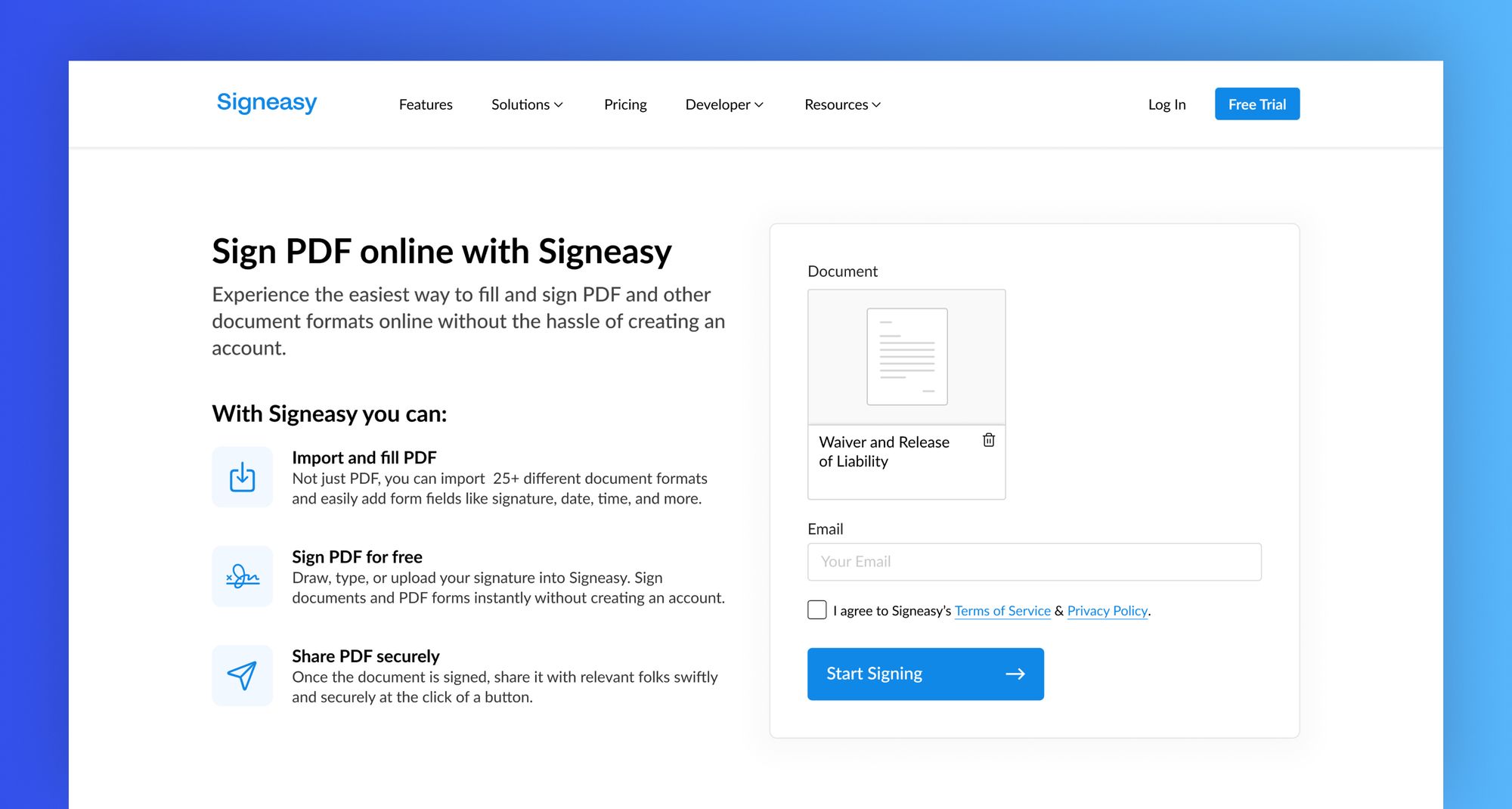 Sign PDFs Online for free with Electronic Signature