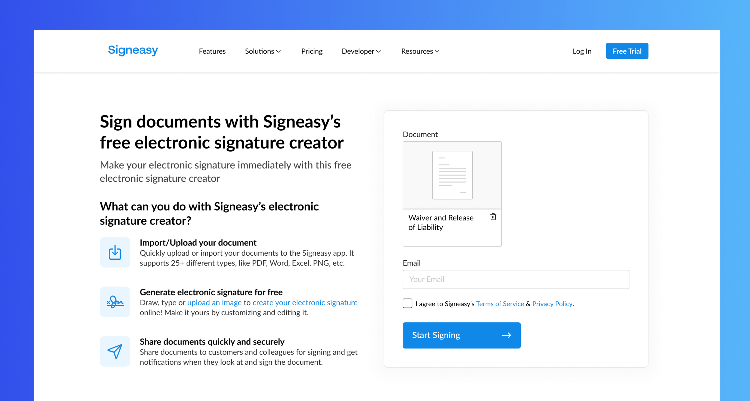 Free Electronic Signature Creator | Signeasy