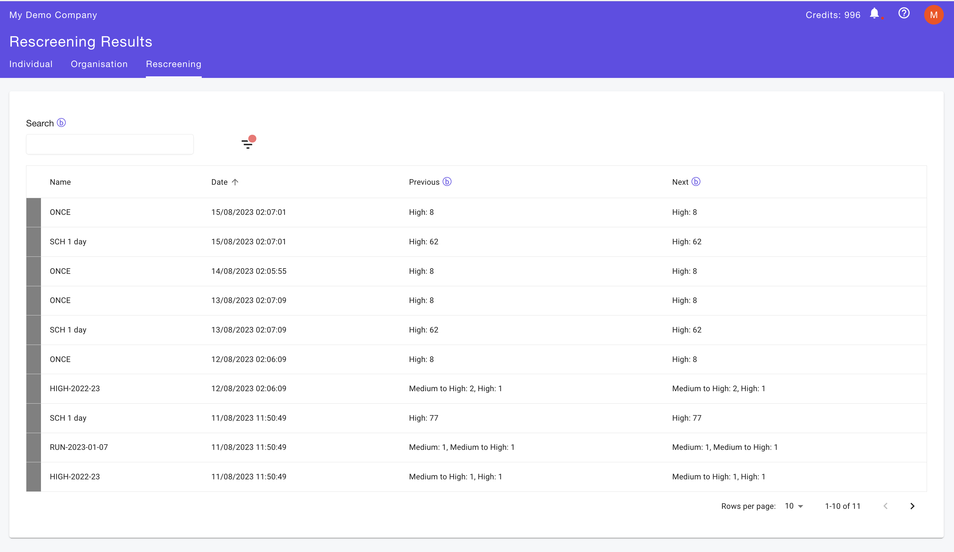 Set Up Rescreening Schedules