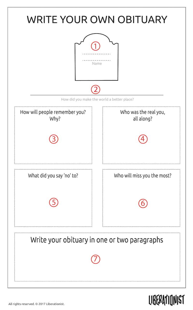Write Your Own Obituary Exercise By Gustavo Razzetti