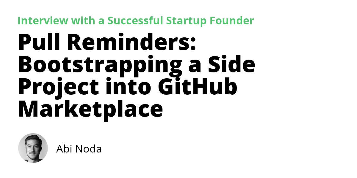 Bootstrapping a Side Project into GitHub Marketplace