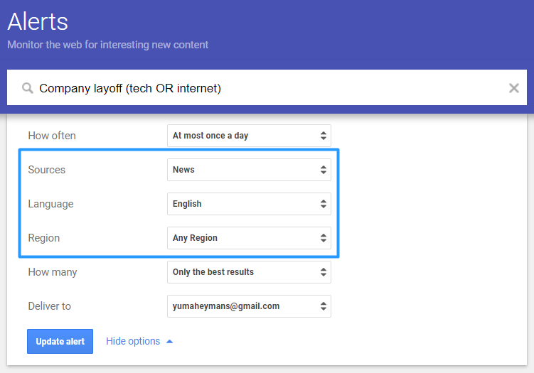 How to use Google Alerts to recruit laid-off talent