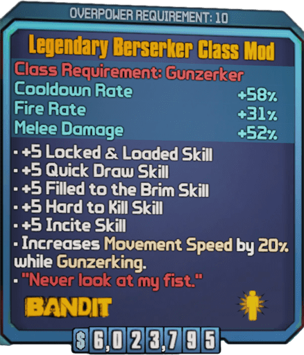 Legendary Berserker • Salvador - Class Mod • BL2 | Lootlemon
