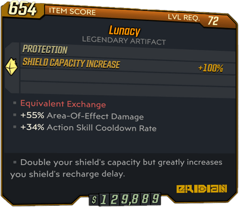 Lunacy • BL3 – Legendary Artifact | Lootlemon
