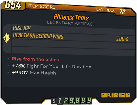 Phoenix Tears • BL3 – Legendary Artifact | Lootlemon