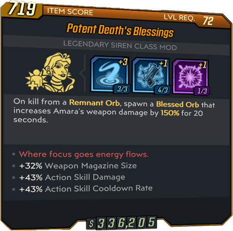 Death's Blessing • BL3 – Amara Class Mod | Lootlemon