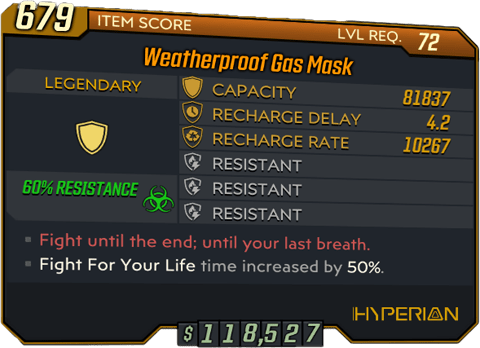 Gas Mask • BL3 – Legendary Shield | Lootlemon