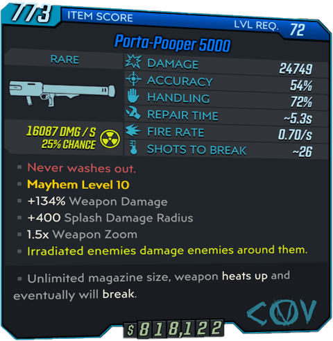 Porta-Pooper 5000 • Rare - Launcher • BL3 | Lootlemon