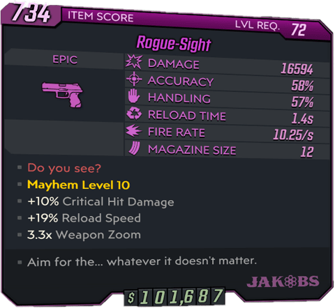 Rogue-Sight • Epic - Pistol • BL3 | Lootlemon