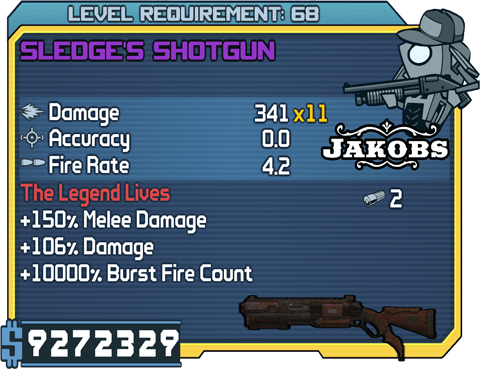 Sledge's Shotgun • BL1 – Epic Shotgun | Lootlemon