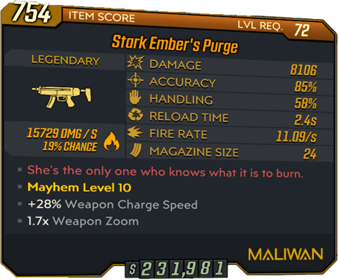 Ember's Purge • BL3 – Legendary SMG | Lootlemon