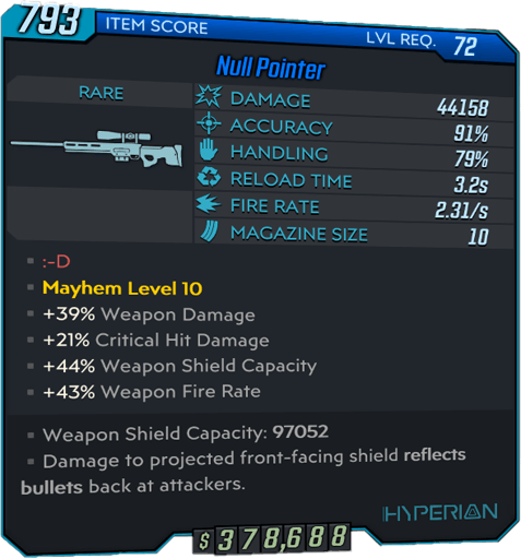 Null Pointer • BL3 – Rare Sniper | Lootlemon