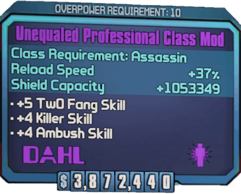 Professional • BL2 – Zer0 Class Mod | Lootlemon