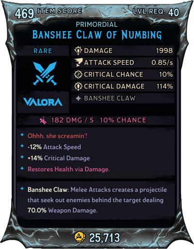 Banshee Claw • TTWL – Rare Melee | Lootlemon