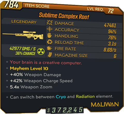 Complex Root • BL3 – Legendary Sniper | Lootlemon