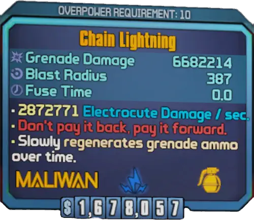 Chain Lightning • BL2 – Legendary Grenade | Lootlemon