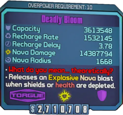 Deadly Bloom • BL2 – Epic Shield | Lootlemon