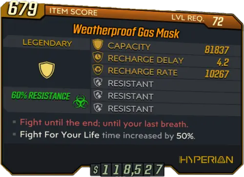 Gas Mask • BL3 – Legendary Shield | Lootlemon