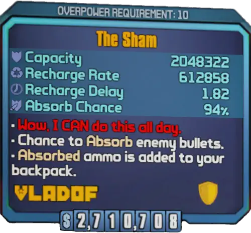 The Sham • BL2 – Legendary Shield | Lootlemon