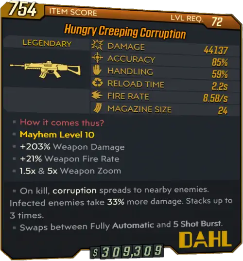 Creeping Corruption • BL3 – Legendary Assault Rifle | Lootlemon