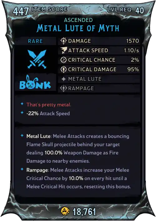 Metal Lute • TTWL – Rare Melee | Lootlemon