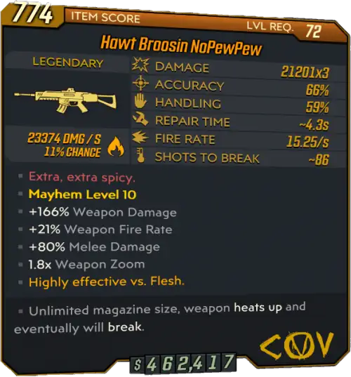 NoPewPew • BL3 – Legendary Assault Rifle | Lootlemon