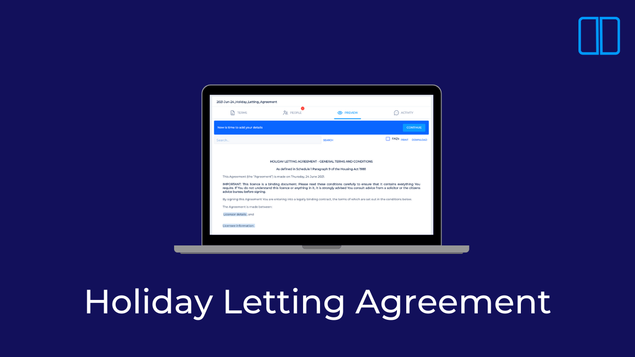 How to create a Holiday Letting Agreement with Legislate