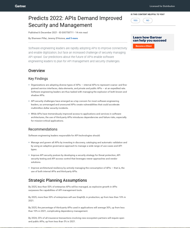 Takeaways From Gartner API Insights For Software Engineering Leaders
