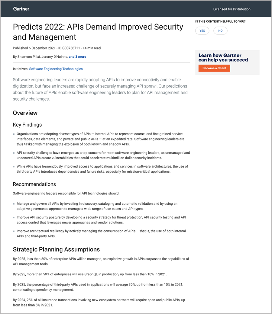 Gartner just released a new report on API Security.
