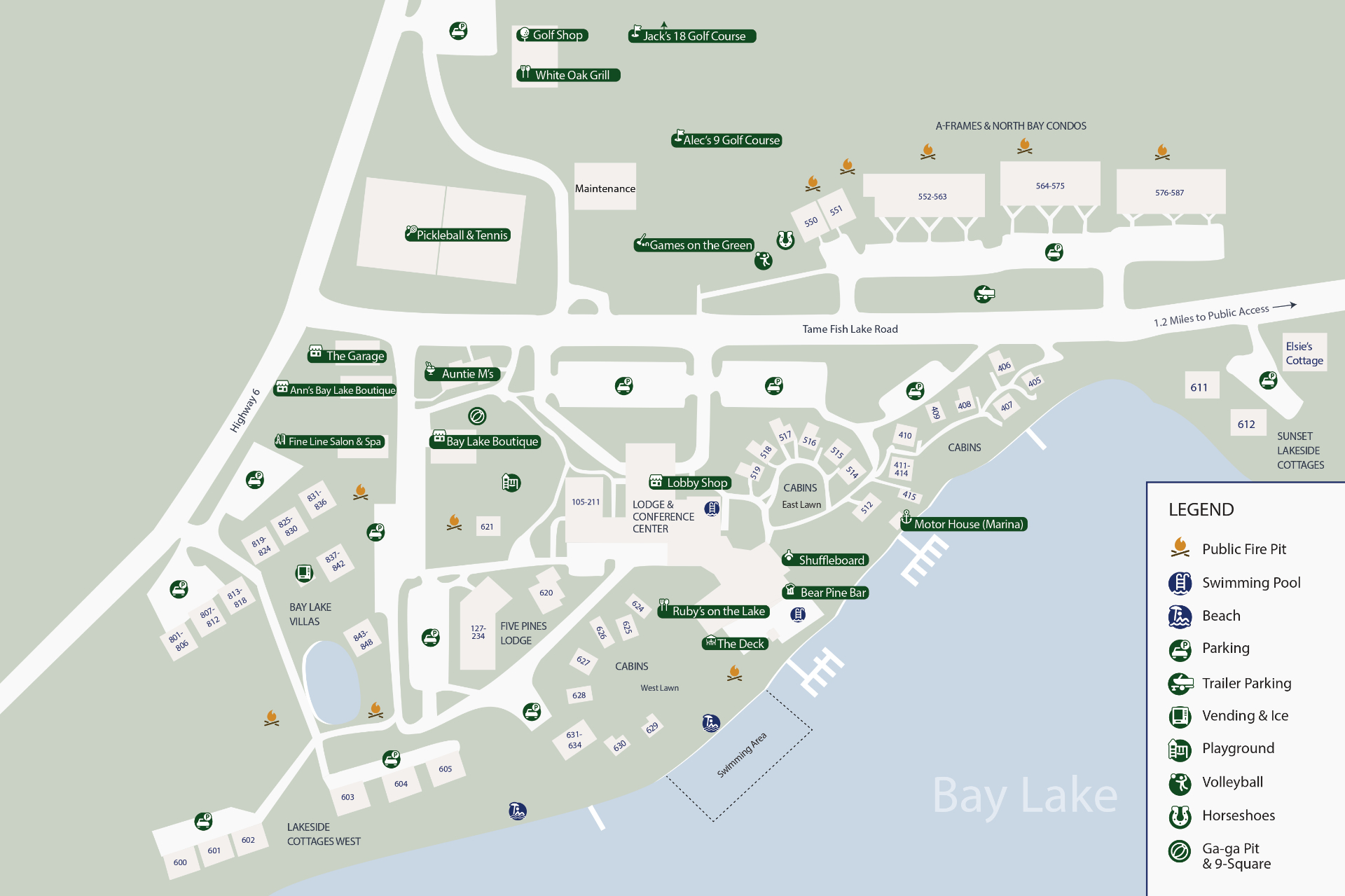 Resort Map | Ruttger's Bay Lake Resort