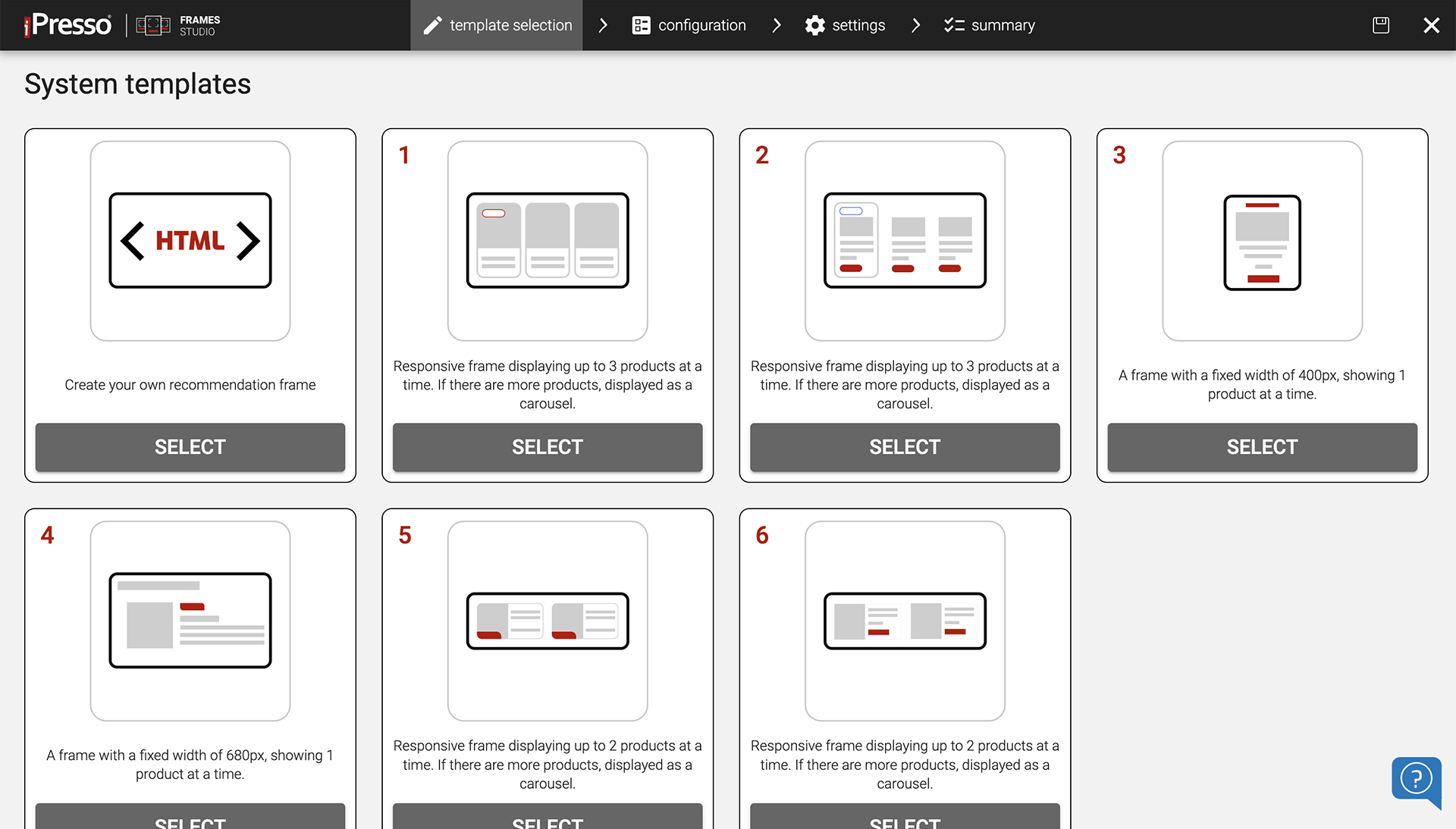 Recommendation frames not only for eCommerce