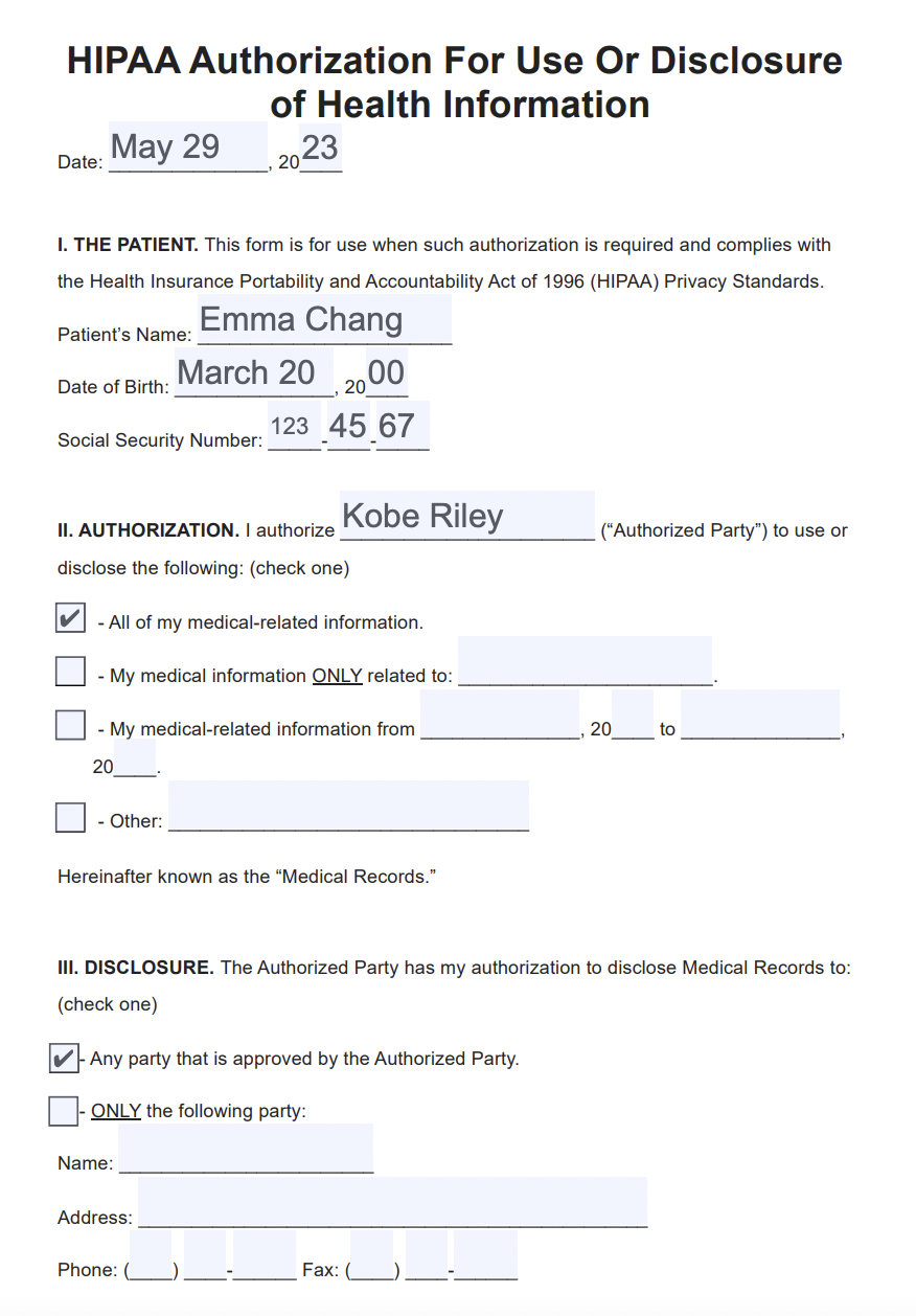 HIPAA Medical Release Form & Example | Free PDF Download