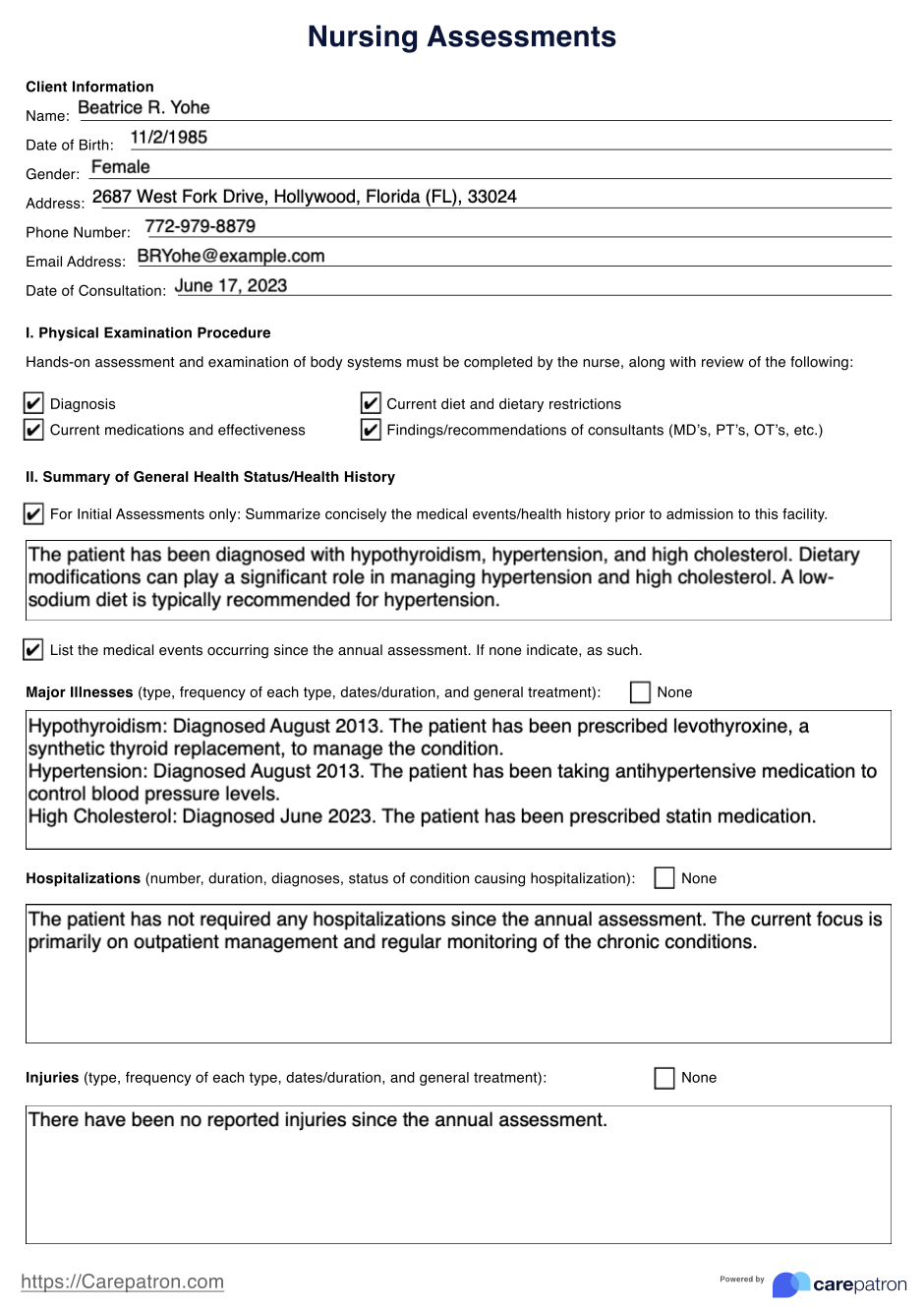 Nursing Assessment & Example | Free PDF Download