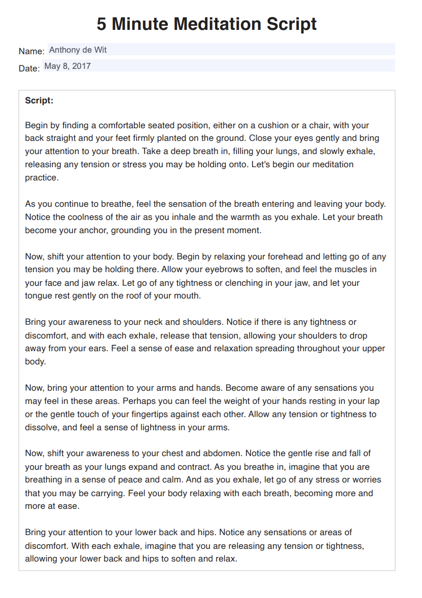 5-Minute Meditation Script & Example | Free PDF Download