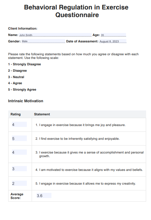Behavioral Regulation In Exercise Questionnaire (BREQ) & Example | Free ...