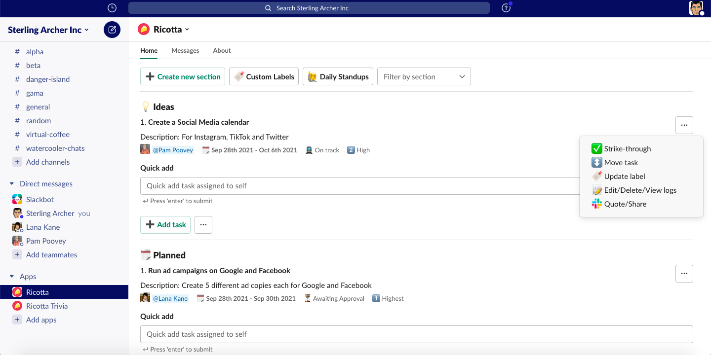 Slack Task Management App to manage team Tasks on Slack!