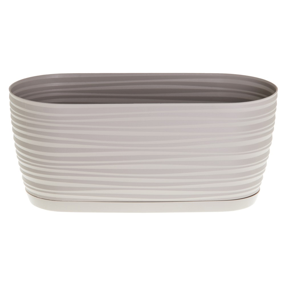 grey Oval Sahara Planter with saucer and drainage holes