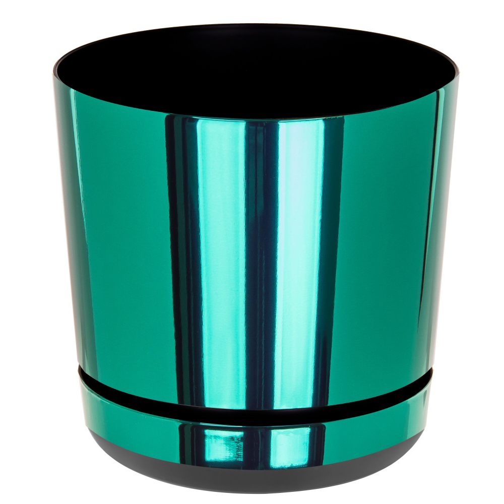 mirror green effect plant pot with drainage holes and saucer