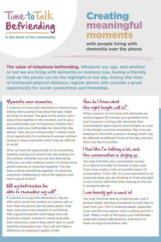 Time To Talk Befriending Charity Resources