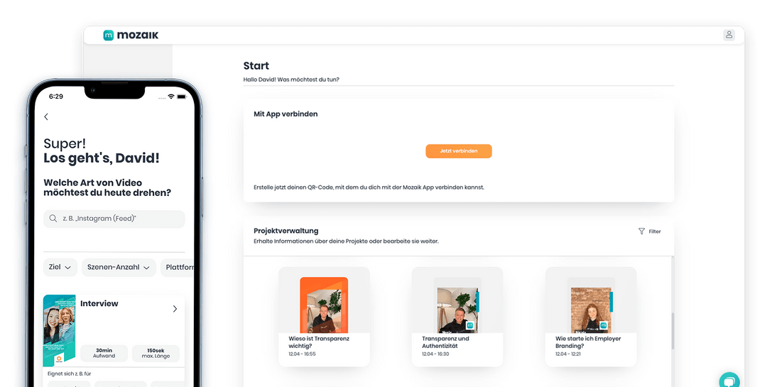 Mozaik | Unternehmensvideos per App & Web-App