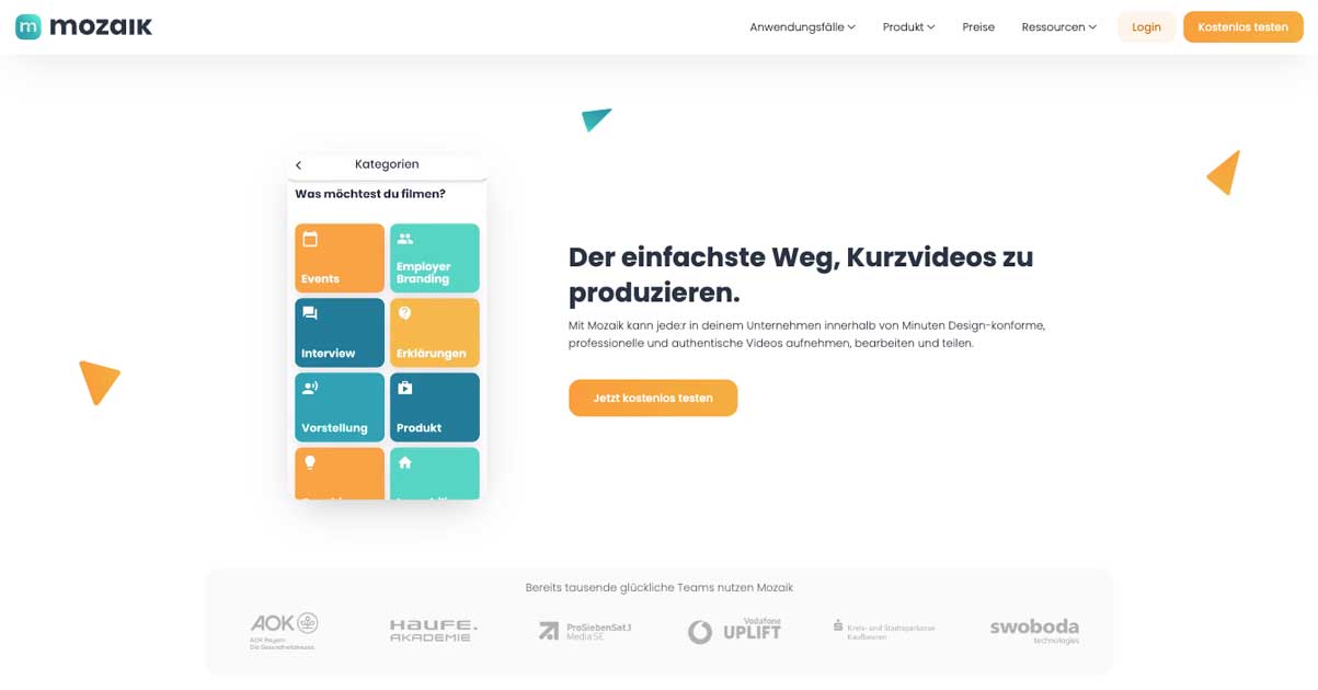 Mozaik | Unternehmensvideos per App & Web-App