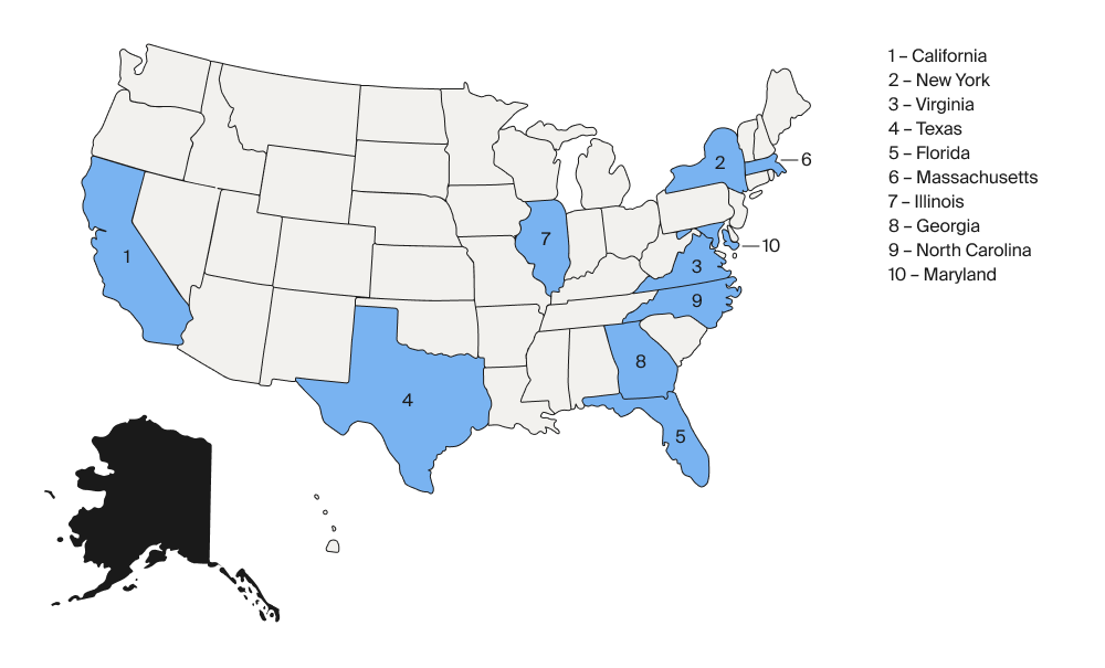 Top 10 U.S. States for Tech Professionals