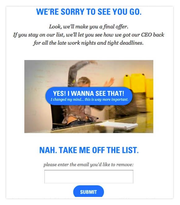 Unsubscribe page: 10 examples that you can't help but copy | ConvertCart