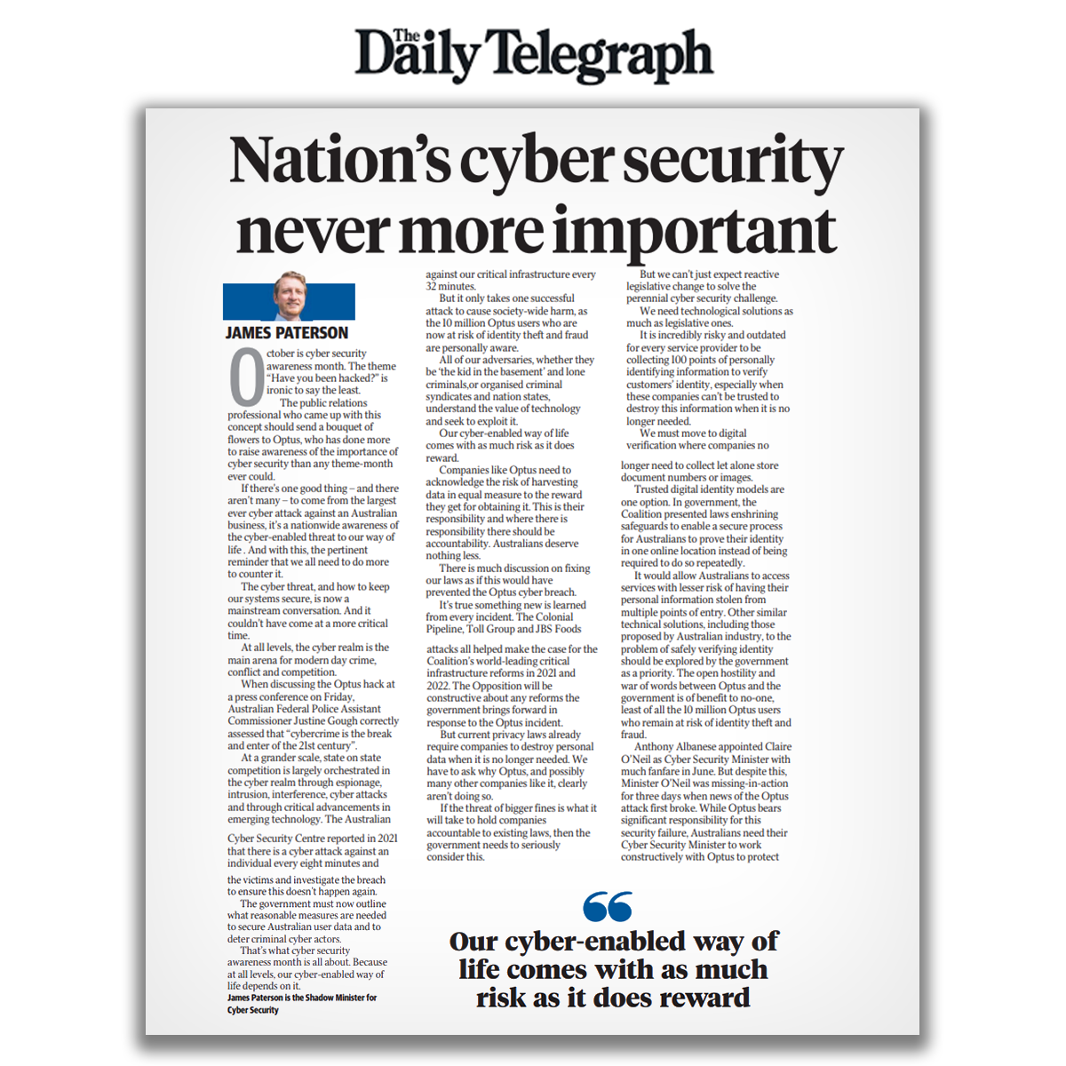 Nation's cyber security never more important