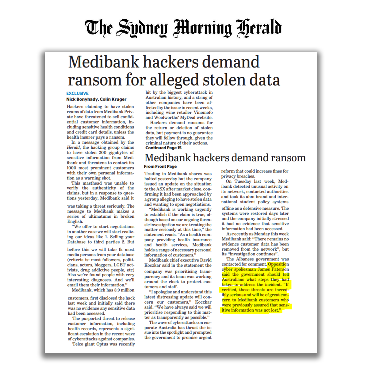 Medibank hackers demand ransom for alleged stolen data