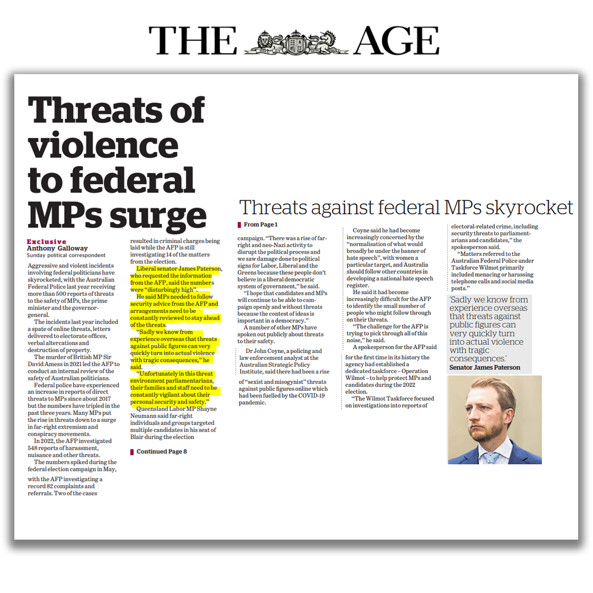 Threats of violence to federal MPs surge