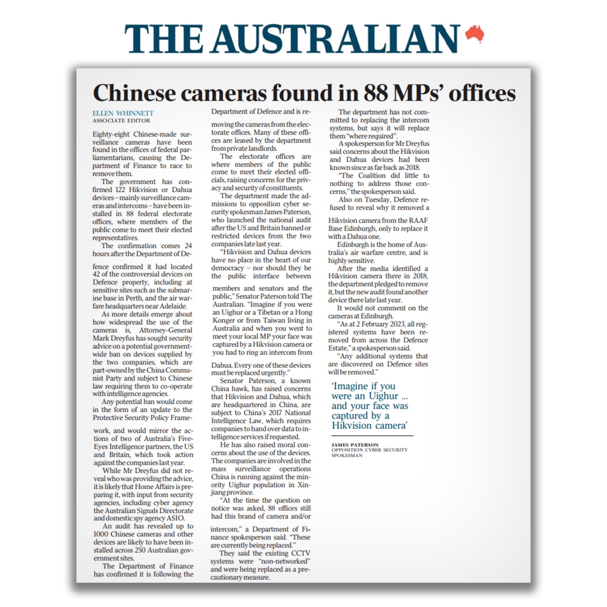 Chinese cameras found in 88 MPs' offices