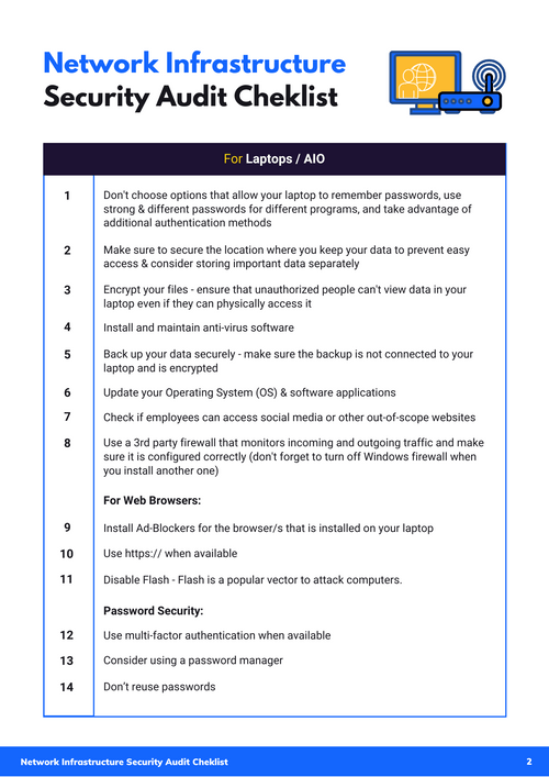 Checklist for Network Devices Security - Developers & Agencies