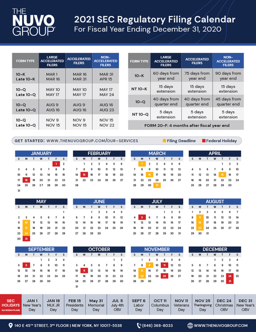 Free SEC Filing Deadlines Calendar 2021 | The Nuvo Group