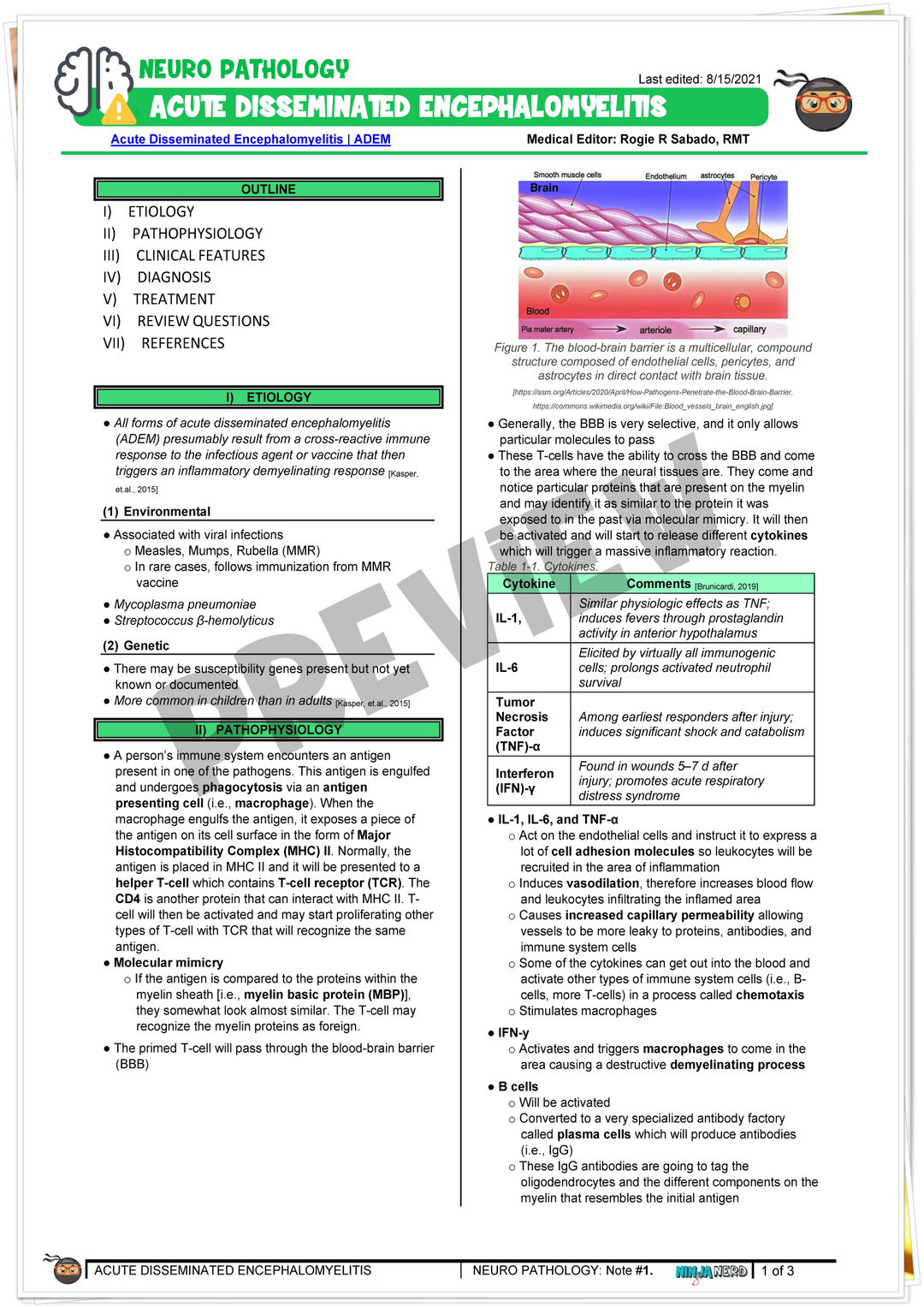 Acute Disseminated Encephalomyelitis | ADEM - Notes - NinjaNerd Medicine